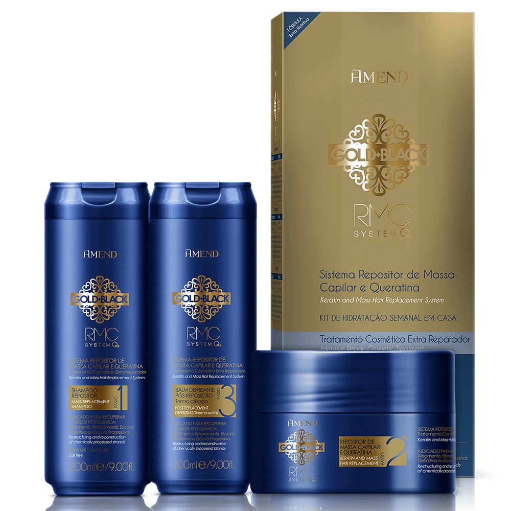 Kit Amend Gold Black RMC System Q+ Repositor de Massa Capilar e Queratina
