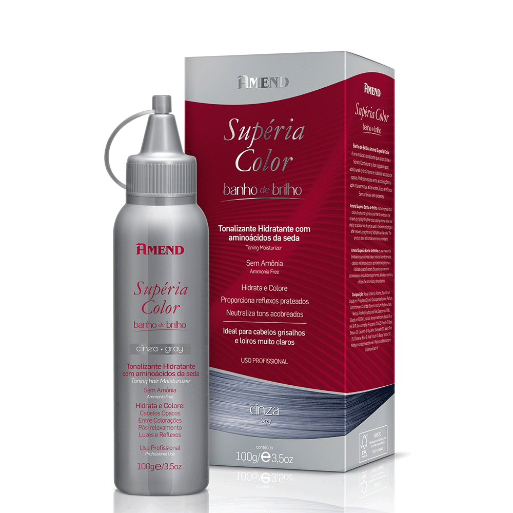 Kit Banho de Brilho Amend Superia Color Cinza Sem Amônia 100g