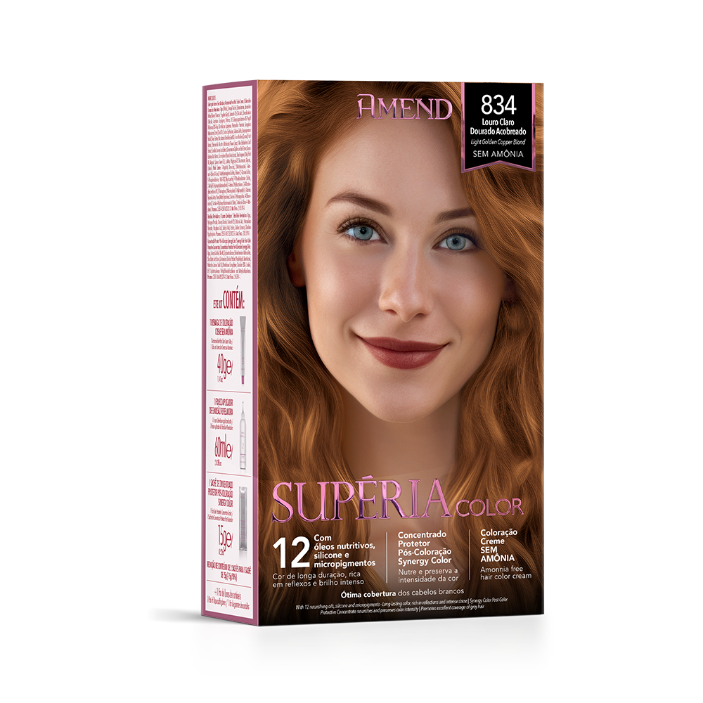 Kit Tonalizante Amend Supéria Color 834 Louro Dourado Acobreado