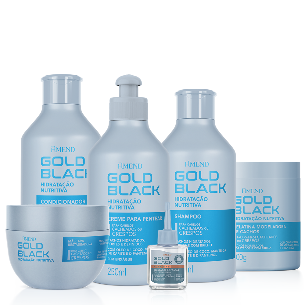 Kit Shampoo + Condicionador + Máscara + Gelatina + Creme de Pentear ...