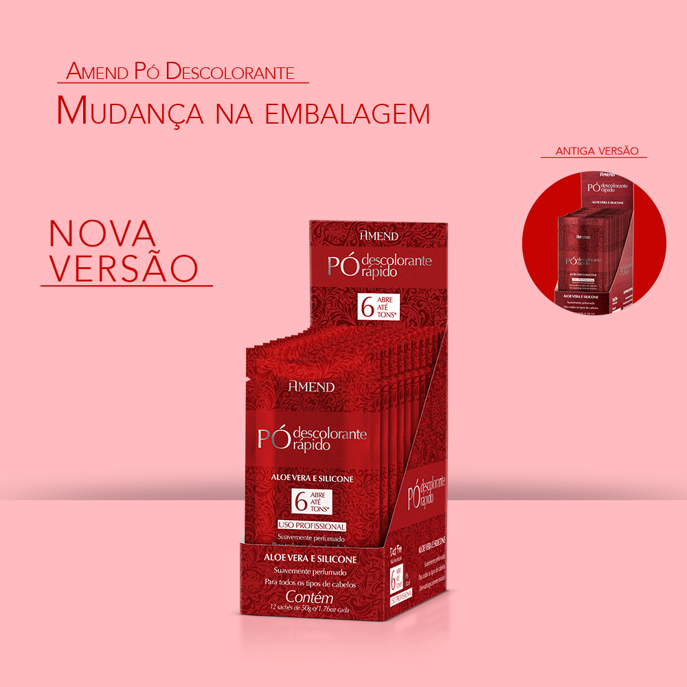 Pó Descolorante Rápido Amend Aloe Vera e Silicone 12 sachês