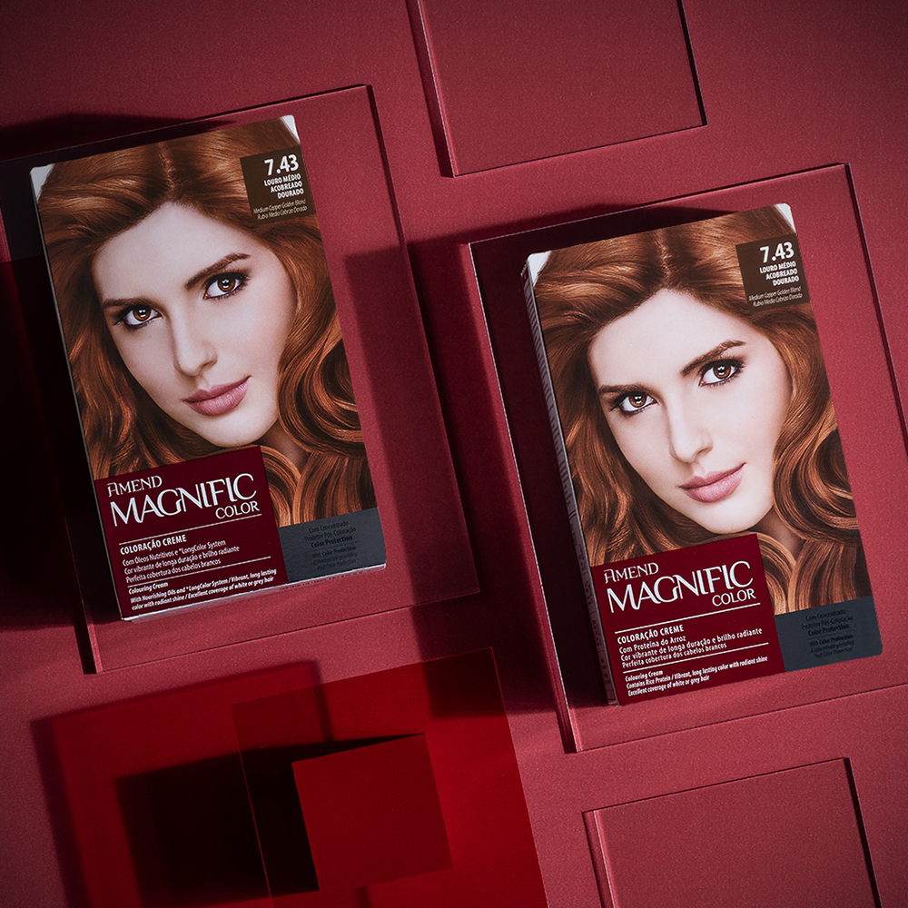 Kit Coloração Amend Magnific Color 7.43 Louro Médio Acobreado Dourado