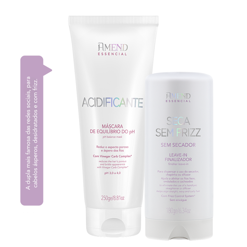 Kit Seca Sem Frizz + Acidificante | Amend Essencial