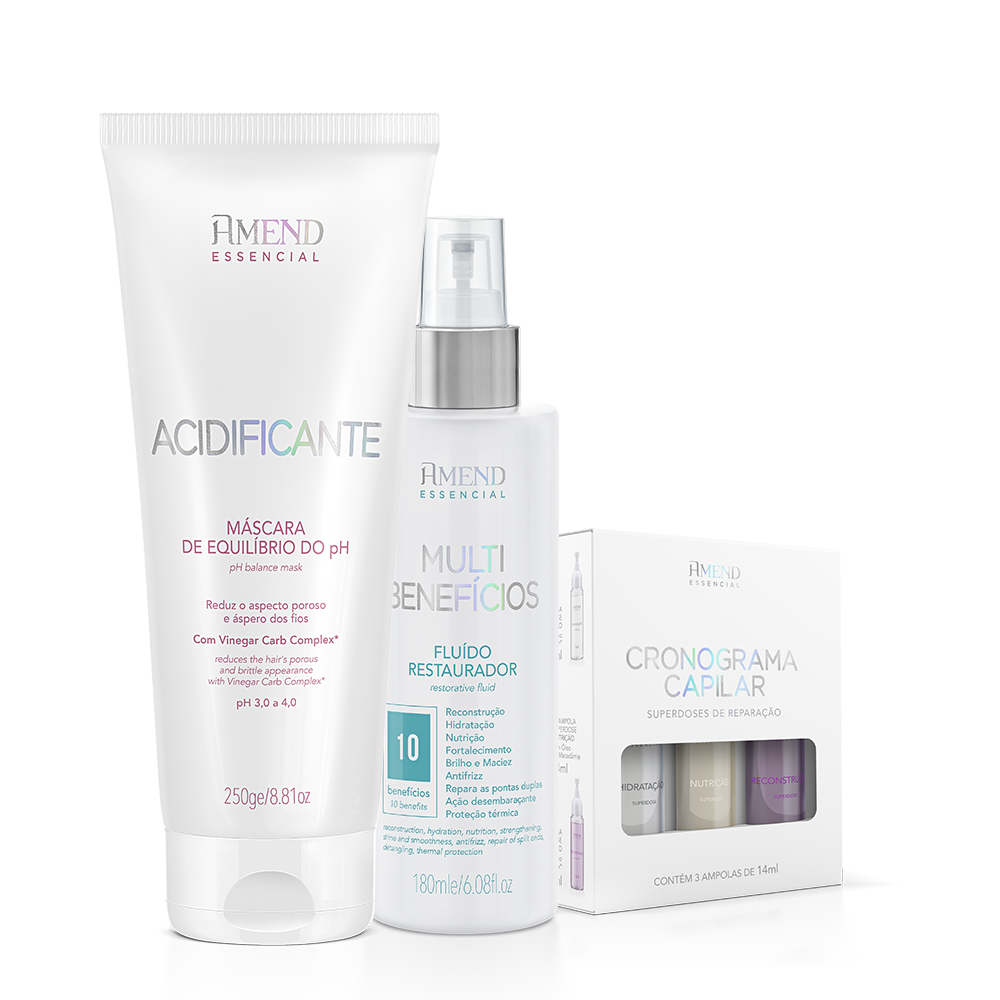 Kit Acidificante + Fluído Multibenefícios + Cronograma Capilar ...